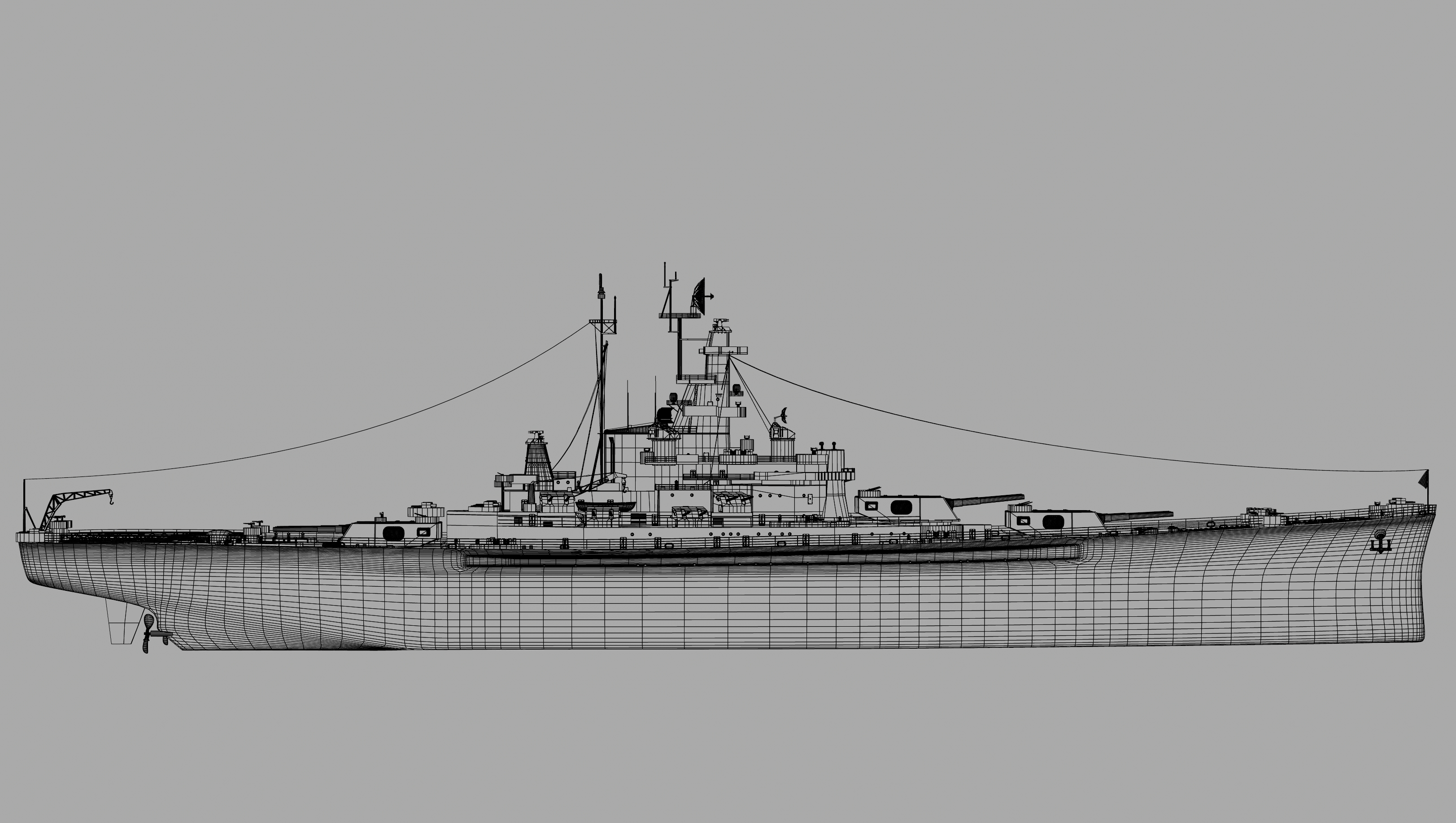 uss bb-57 south dakota 3d model