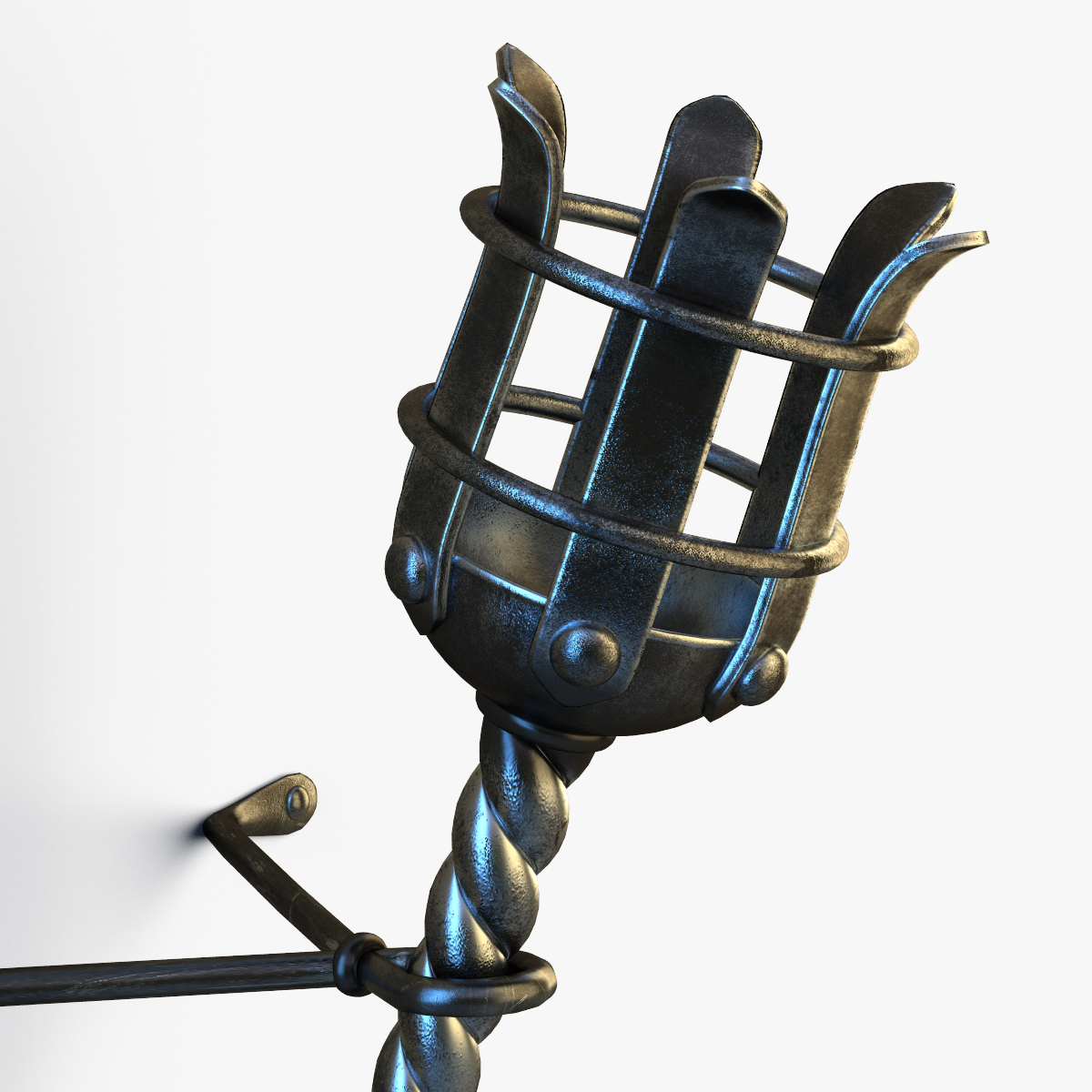 3d model metal medieval torch