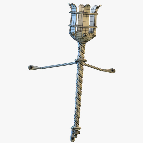 3d model metal medieval torch