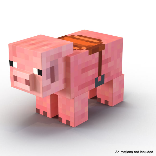 Modello 3D Maiale Minecraft con sella truccata per Maya - TurboSquid ...