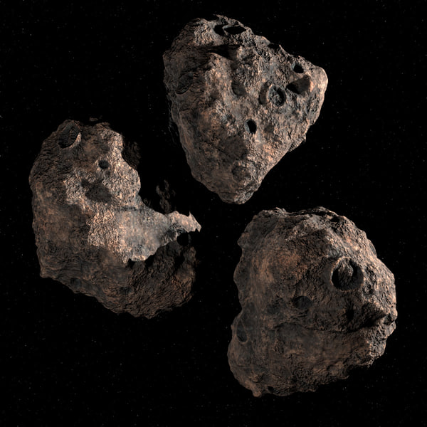 3d low-poly blue asteroid model