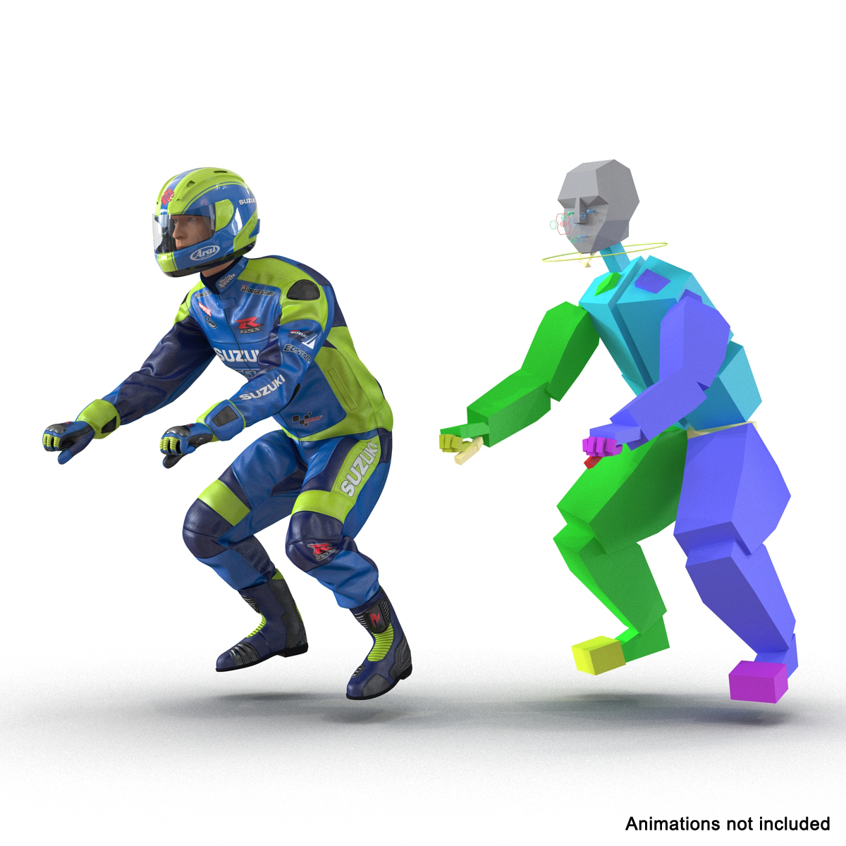 motorcycle rider rigged 3d max