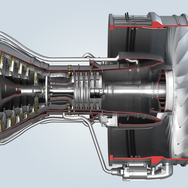jet engine cutaway 3d model