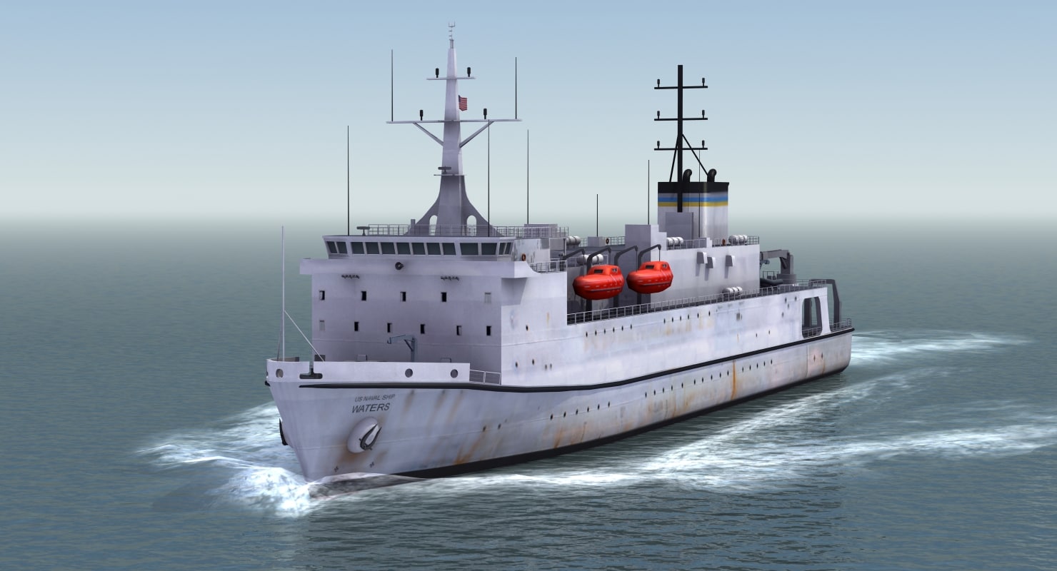 3d model usns waters t-ags-45 ship
