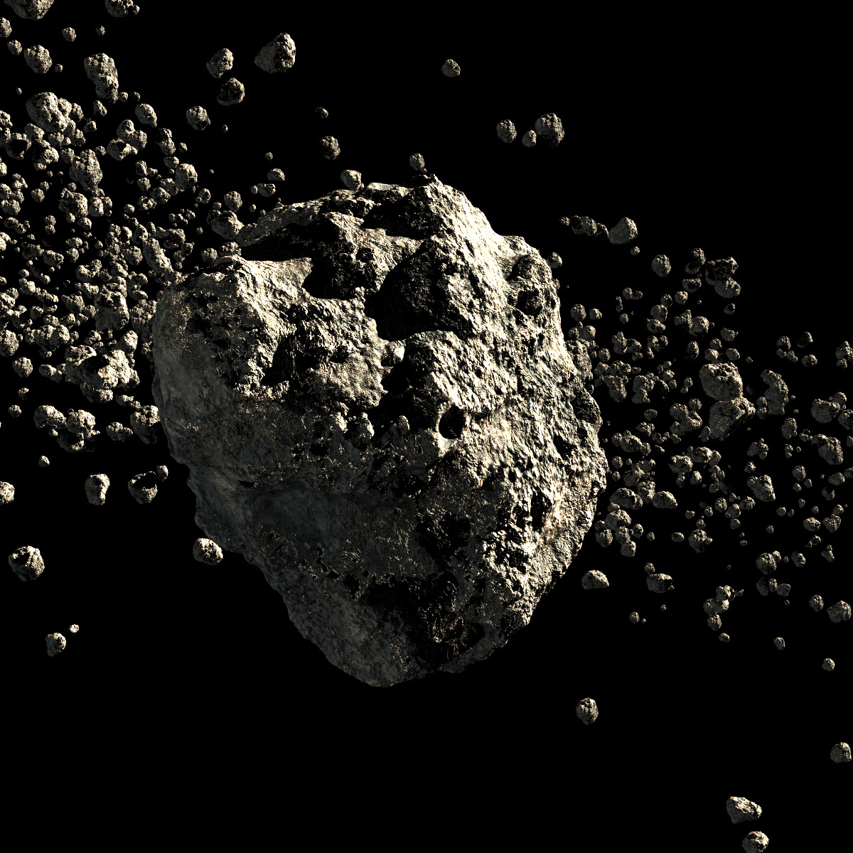 asteroid field scene obj