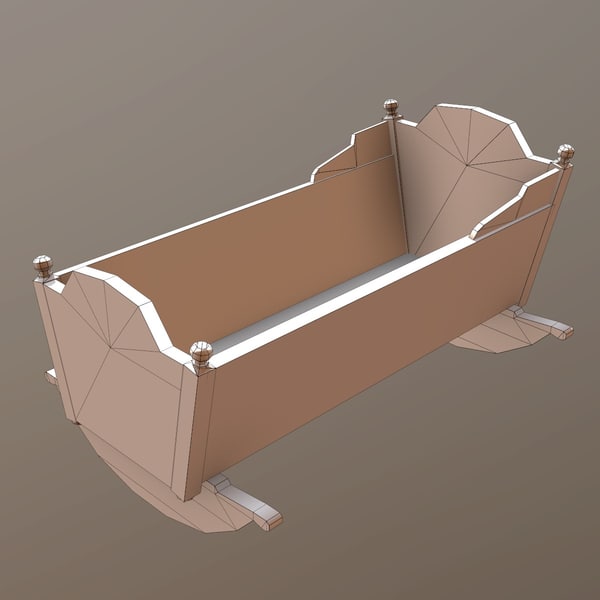 3d model wooden baby cradle
