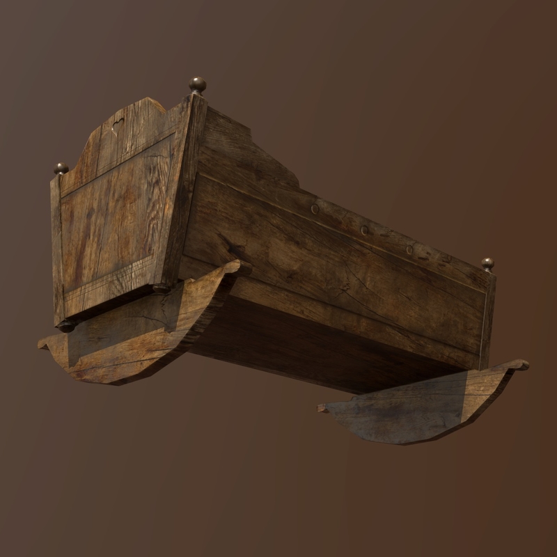 3d model wooden baby cradle