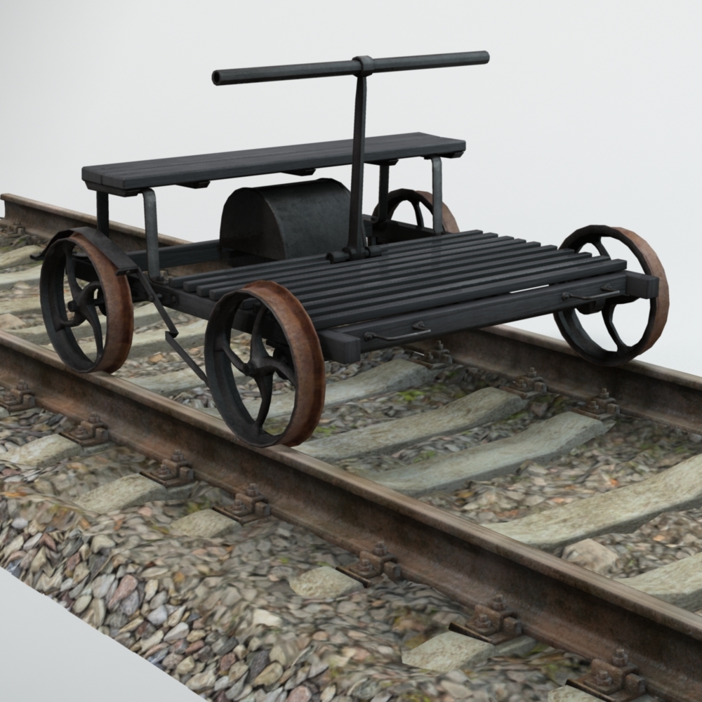 handcar railway 3d max