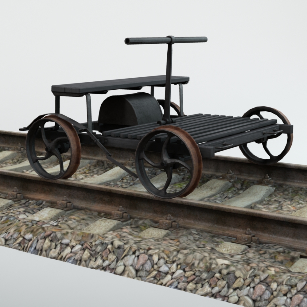 handcar railway 3d max