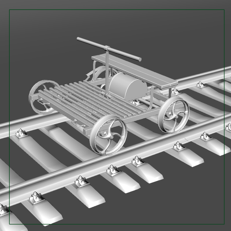 handcar railway 3d max