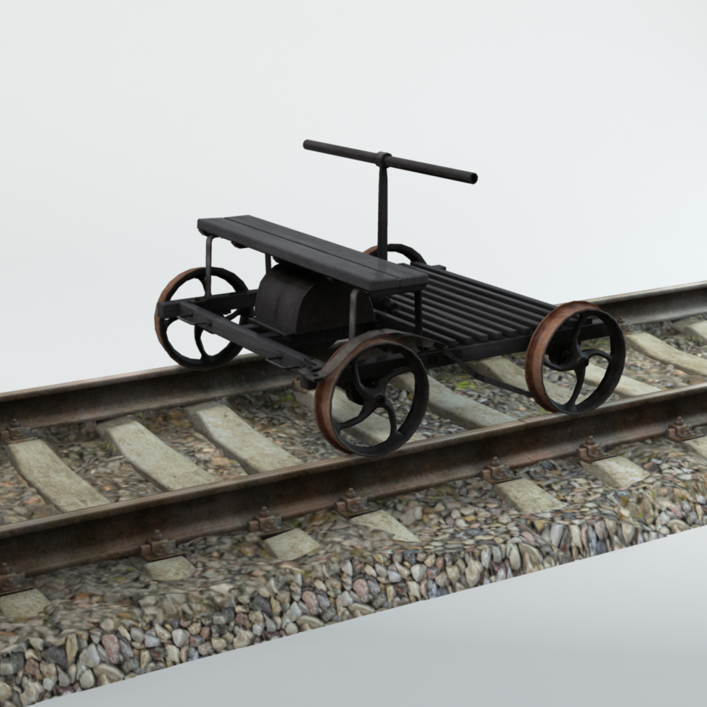 handcar railway 3d max