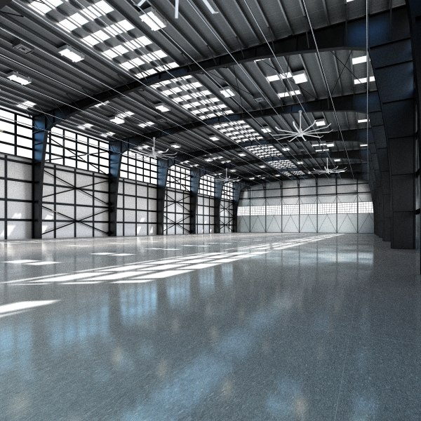 3d model hangar world scene