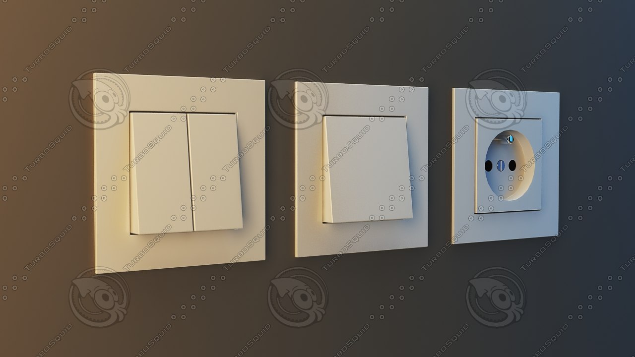 electric socket switches 3d dwg