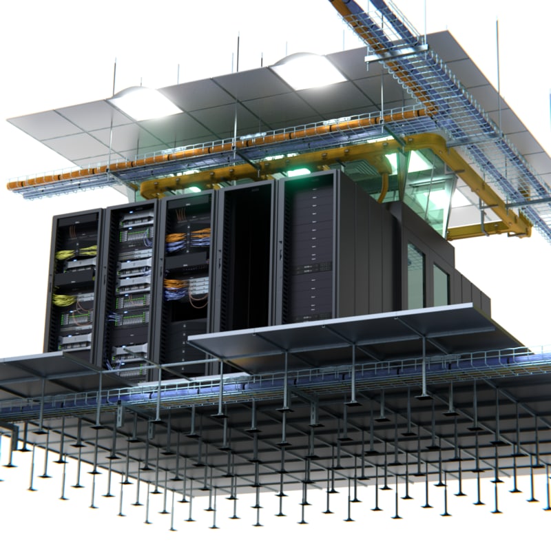 fully customizable data center 3d obj