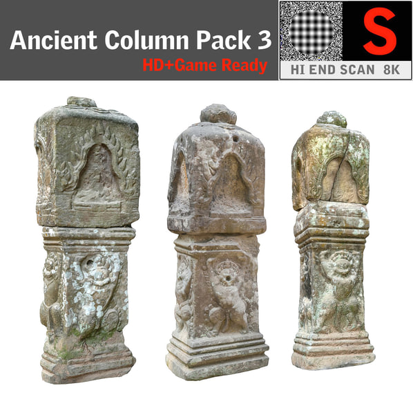 3d model ancient stone column