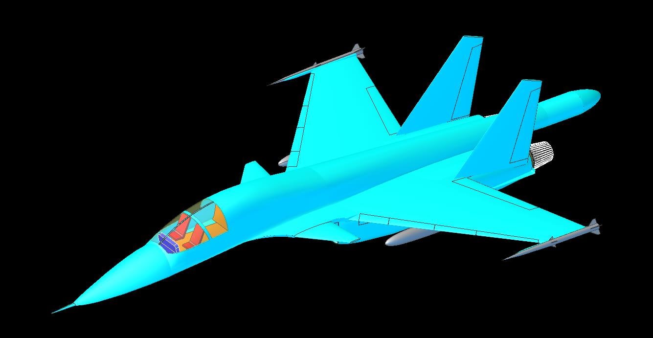 3d model sukhoi su-34 aircraft solid