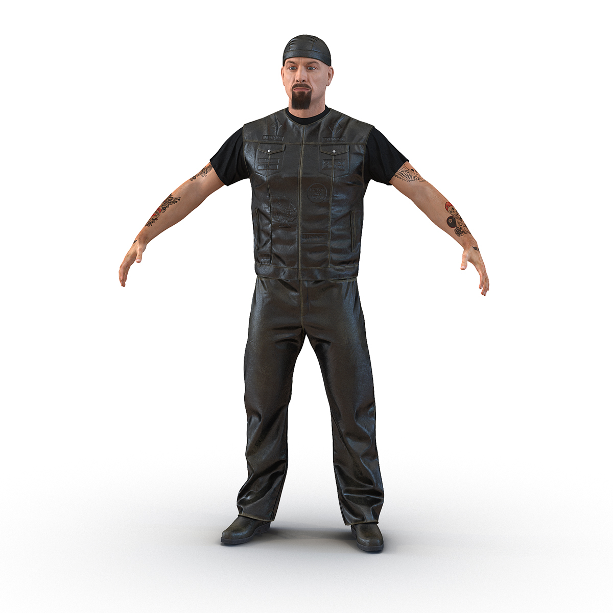 3d biker man generic fur model