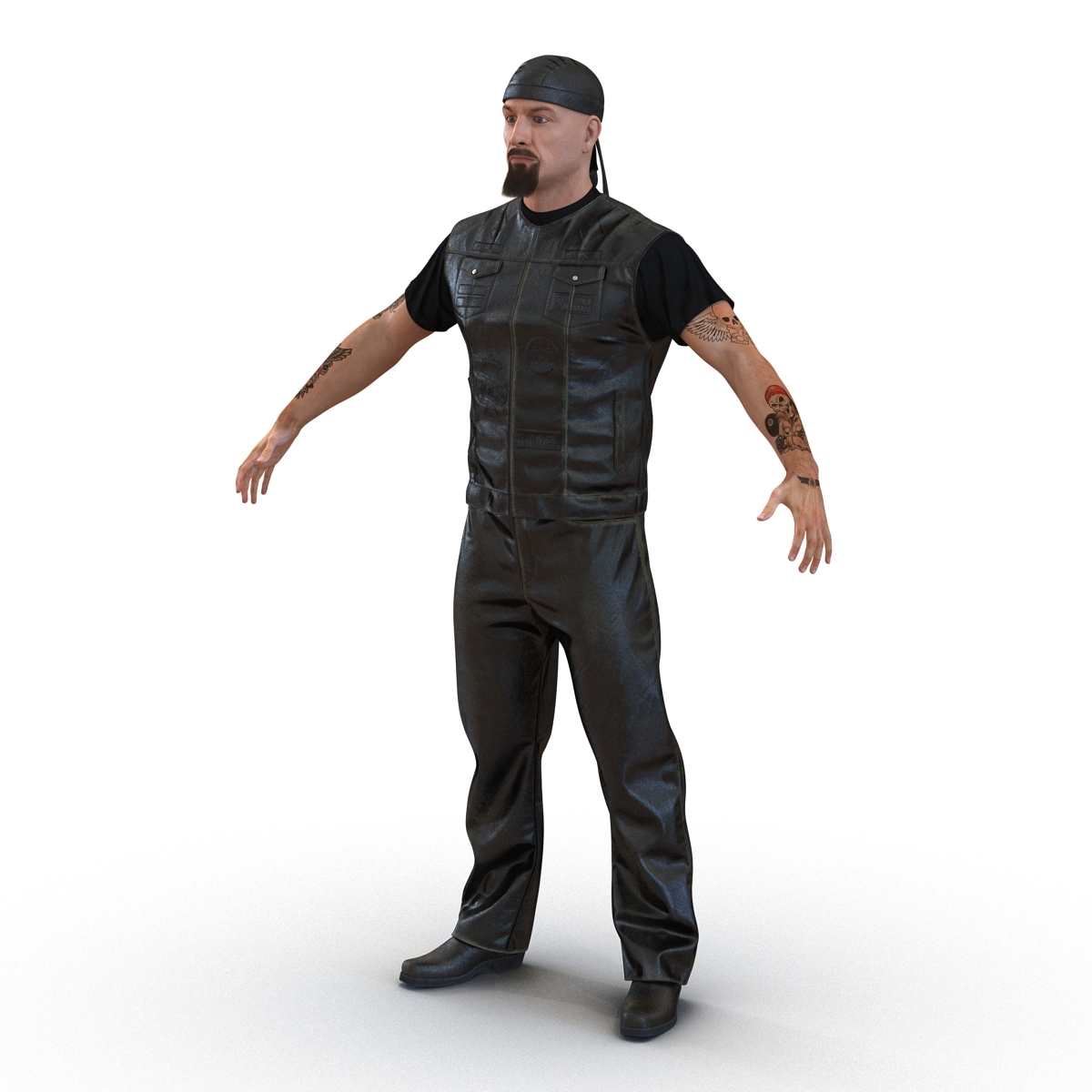 3d biker man generic fur model