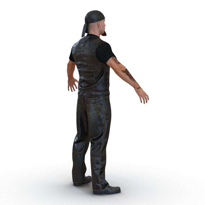 3d biker man generic fur model