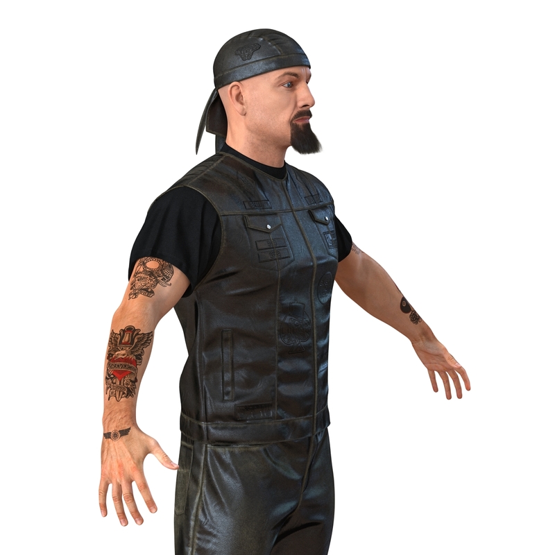 3d biker man generic fur model