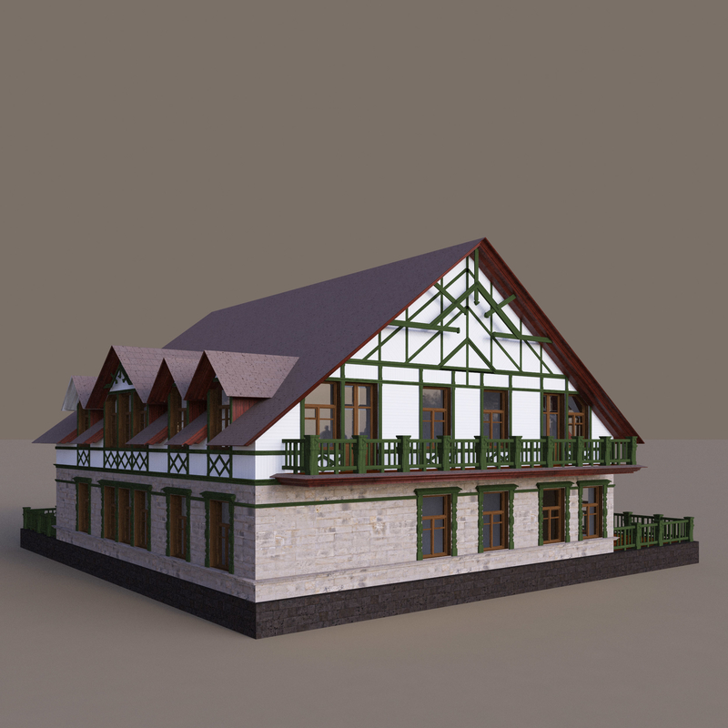 3d half-timbered houses