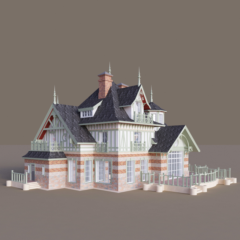 3d half-timbered houses