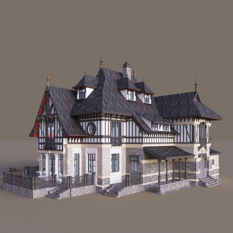 3d half-timbered houses