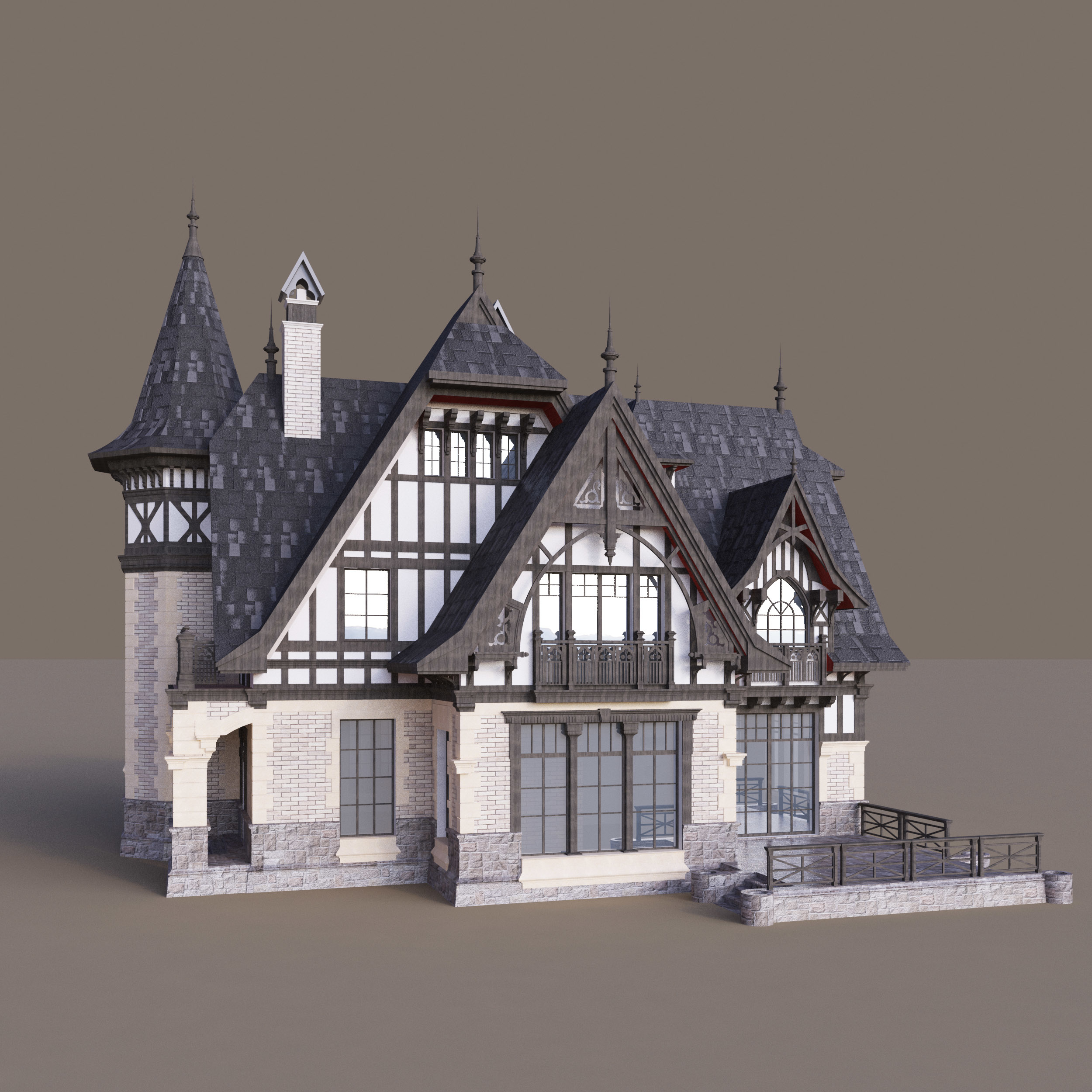 3d half-timbered houses