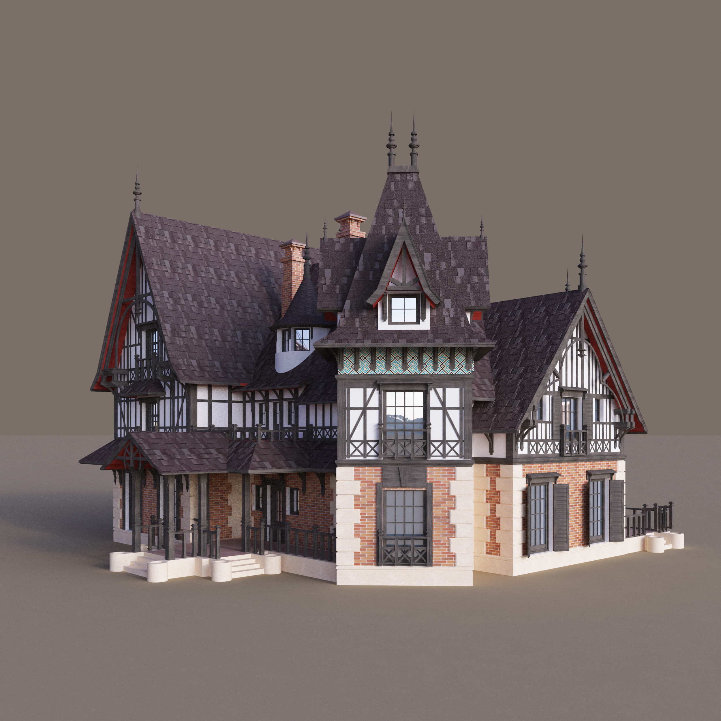 3d half-timbered houses