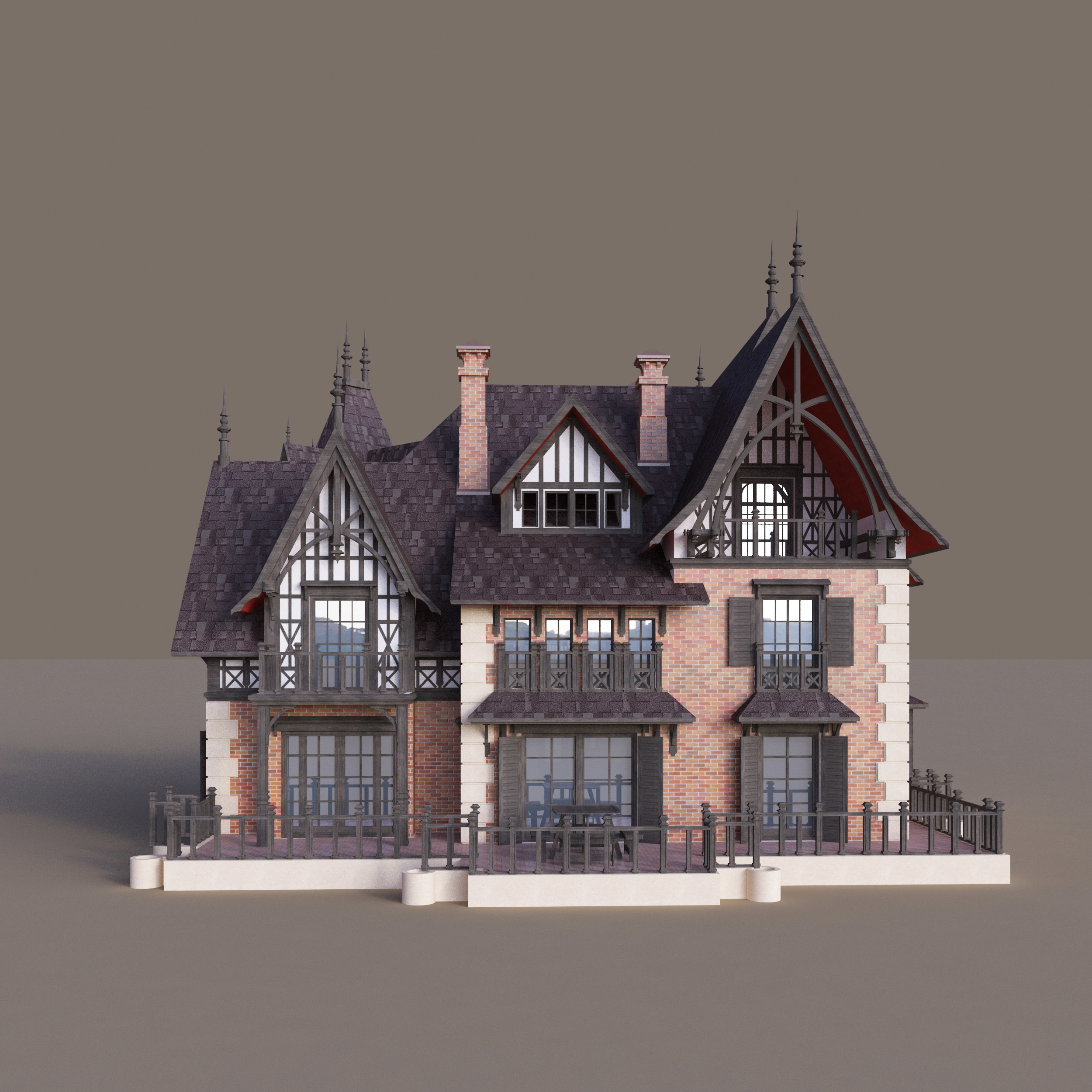 3d half-timbered houses