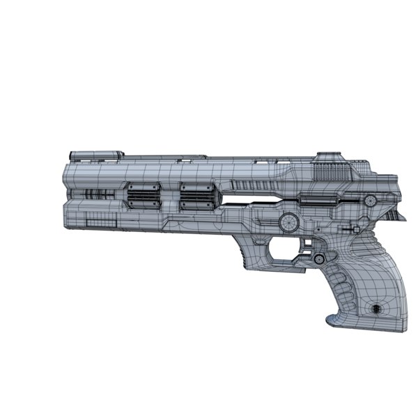 3d science fiction pistol model