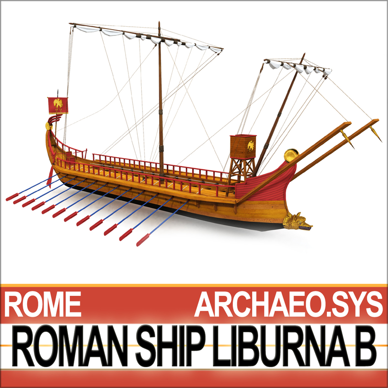 ancient roman ship liburna 3d model