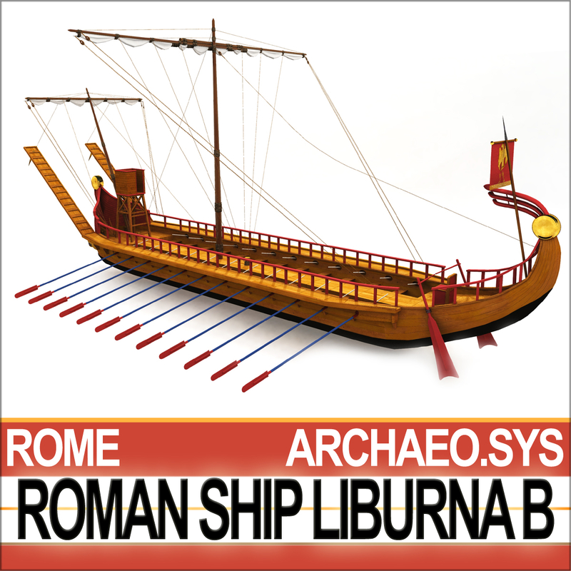 ancient roman ship liburna 3d model