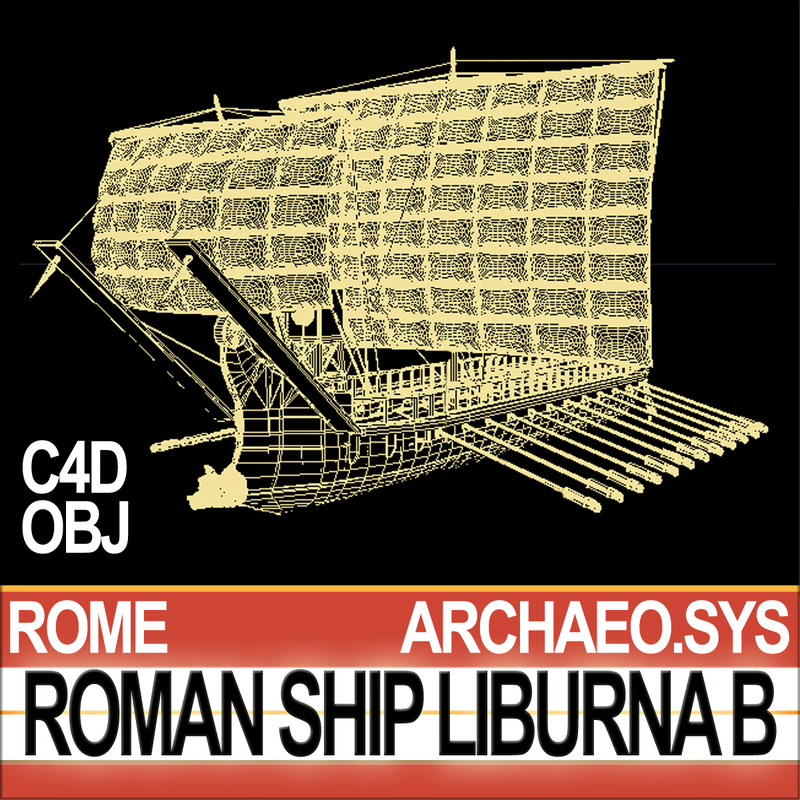 ancient roman ship liburna 3d model