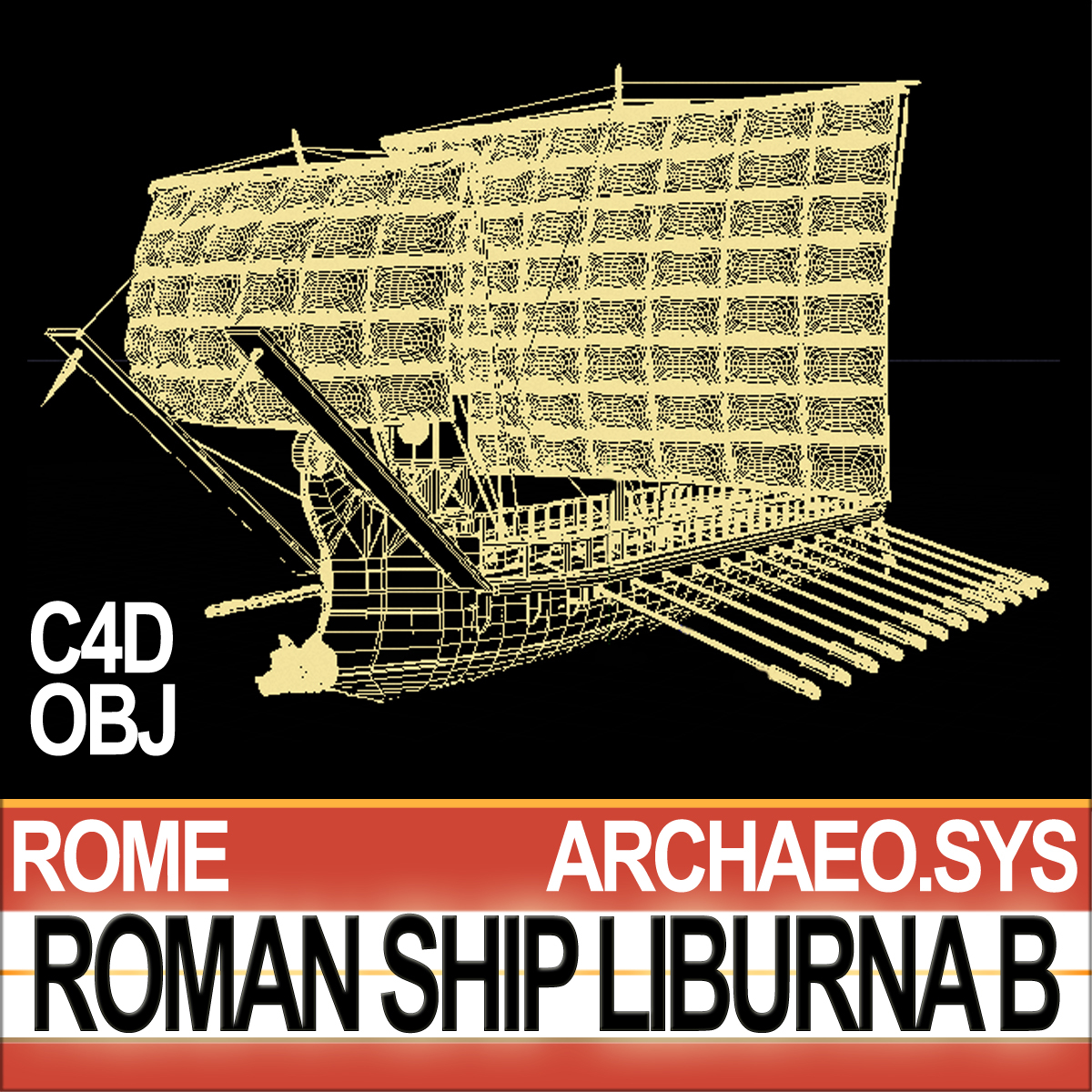 ancient roman ship liburna 3d model