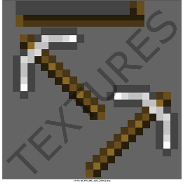 3d model minecraft pickaxe iron