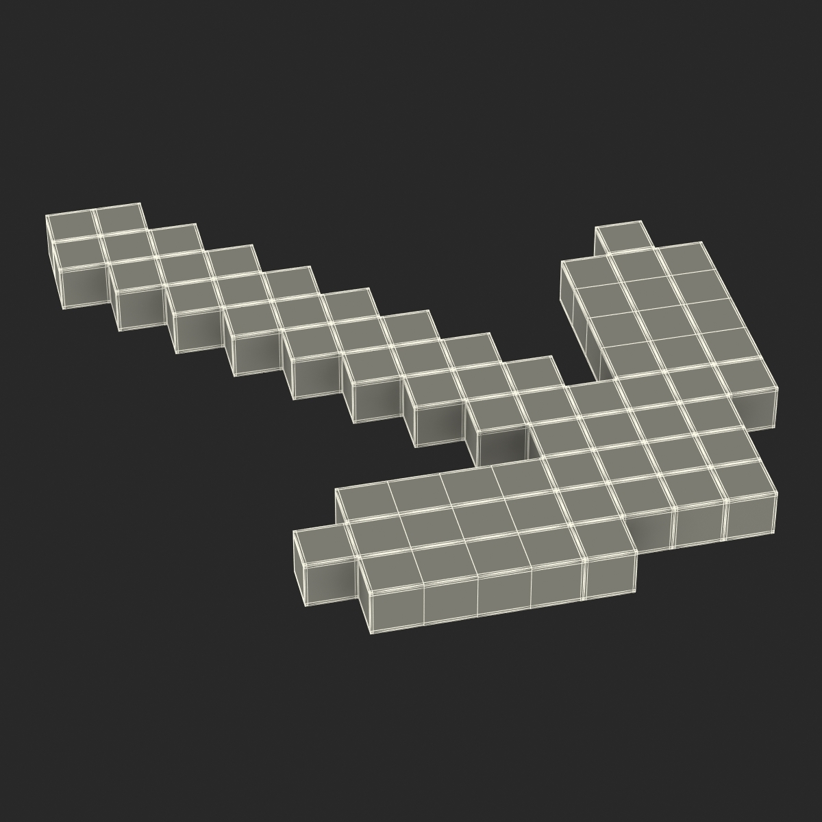 3d model minecraft pickaxe iron