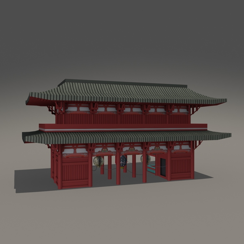 3d japanese temple building model