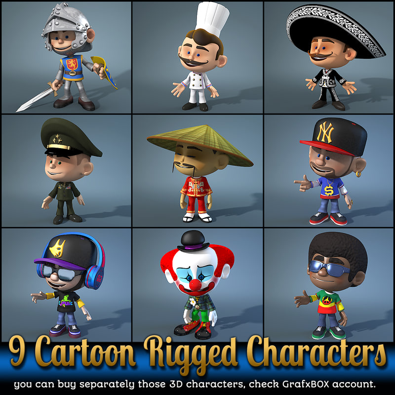 9 cartoon characters max