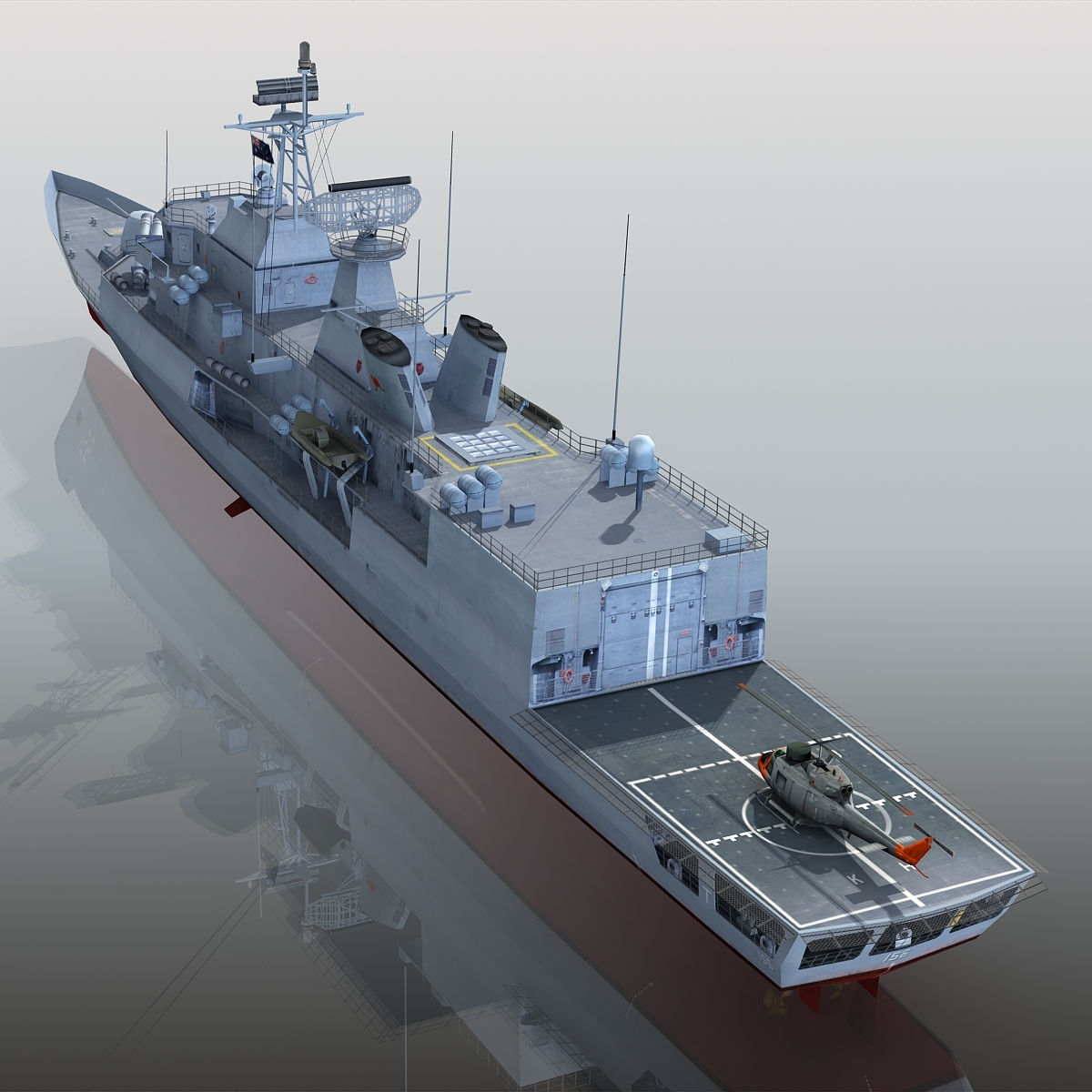 modelo 3d HMAS Toowoomba FFH 156 Anzac Class Frigate - TurboSquid 1020577