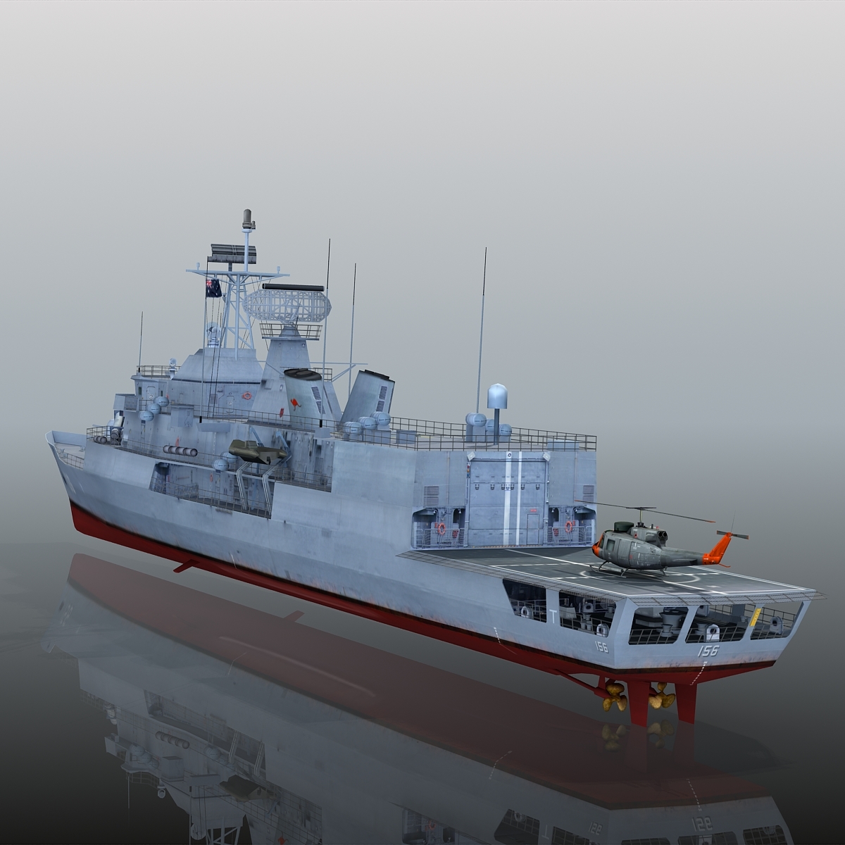 modelo 3d HMAS Toowoomba FFH 156 Anzac Class Frigate - TurboSquid 1020577