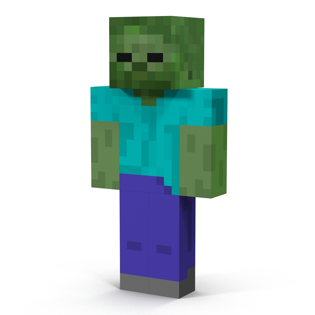 minecraft zombie rigged 3d model