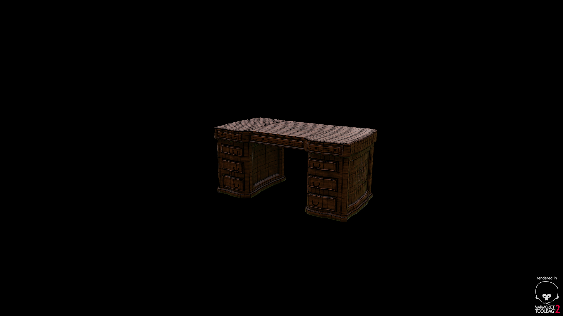 3d old antique desk model