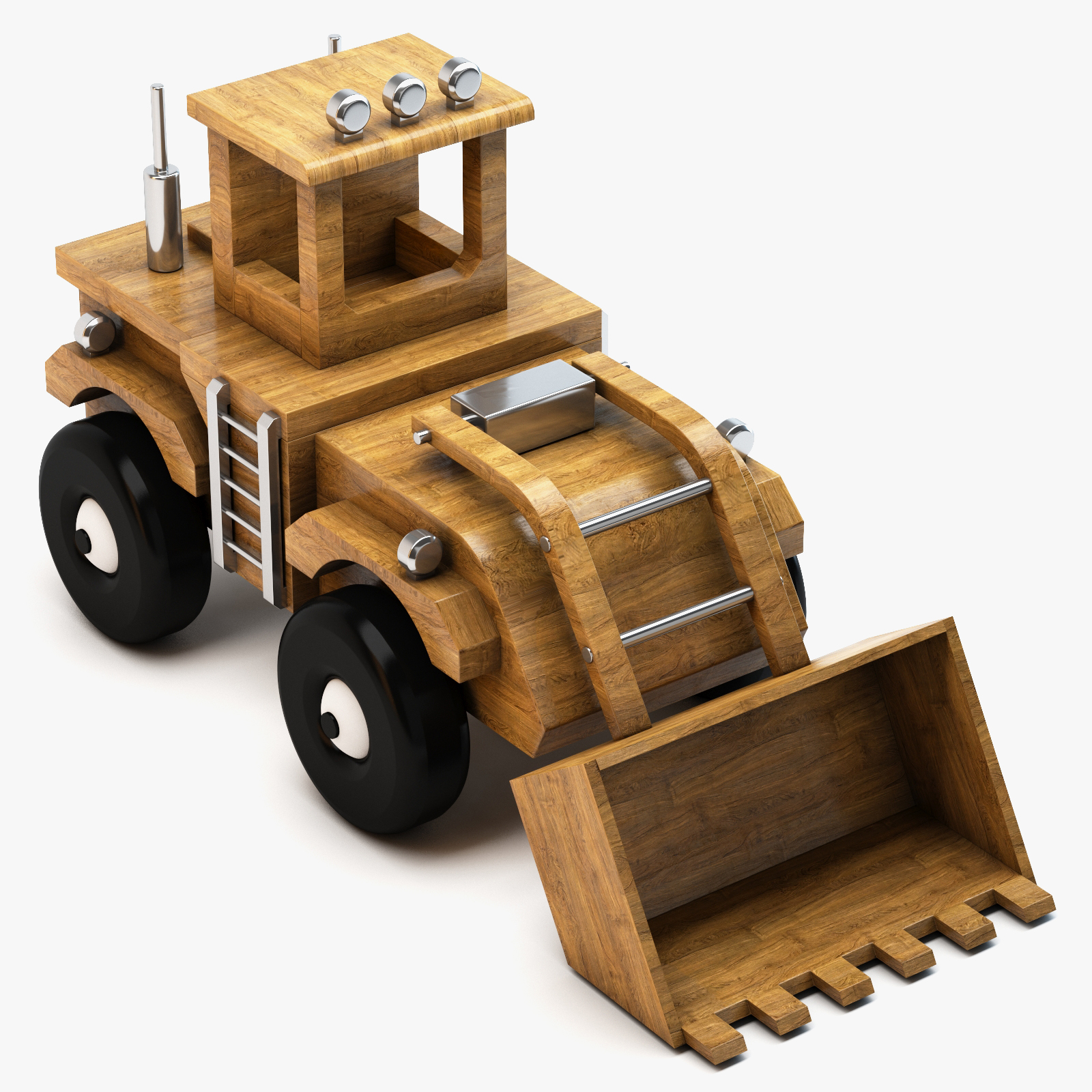 wooden toy bulldozer wood 3d max