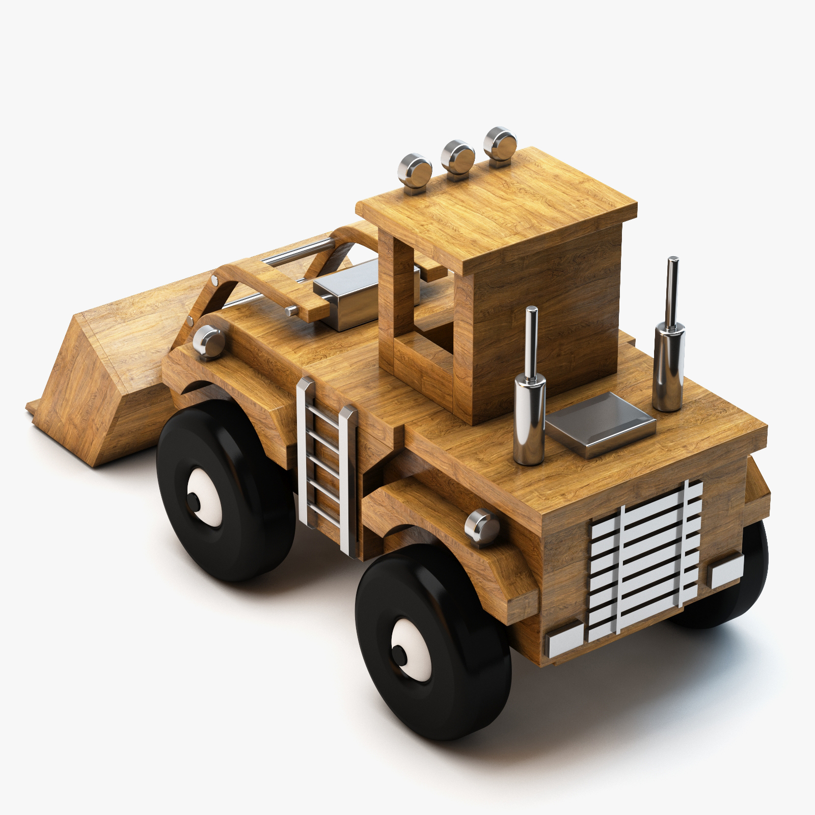 wooden toy bulldozer wood 3d max