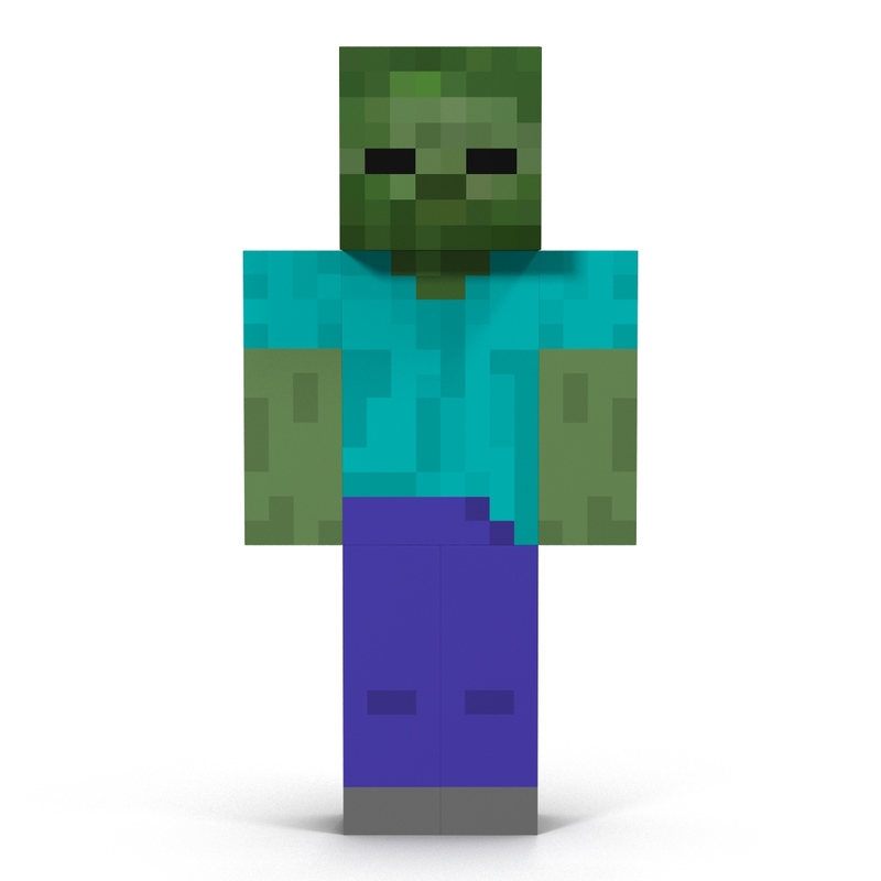 minecraft zombie rigged 3d model
