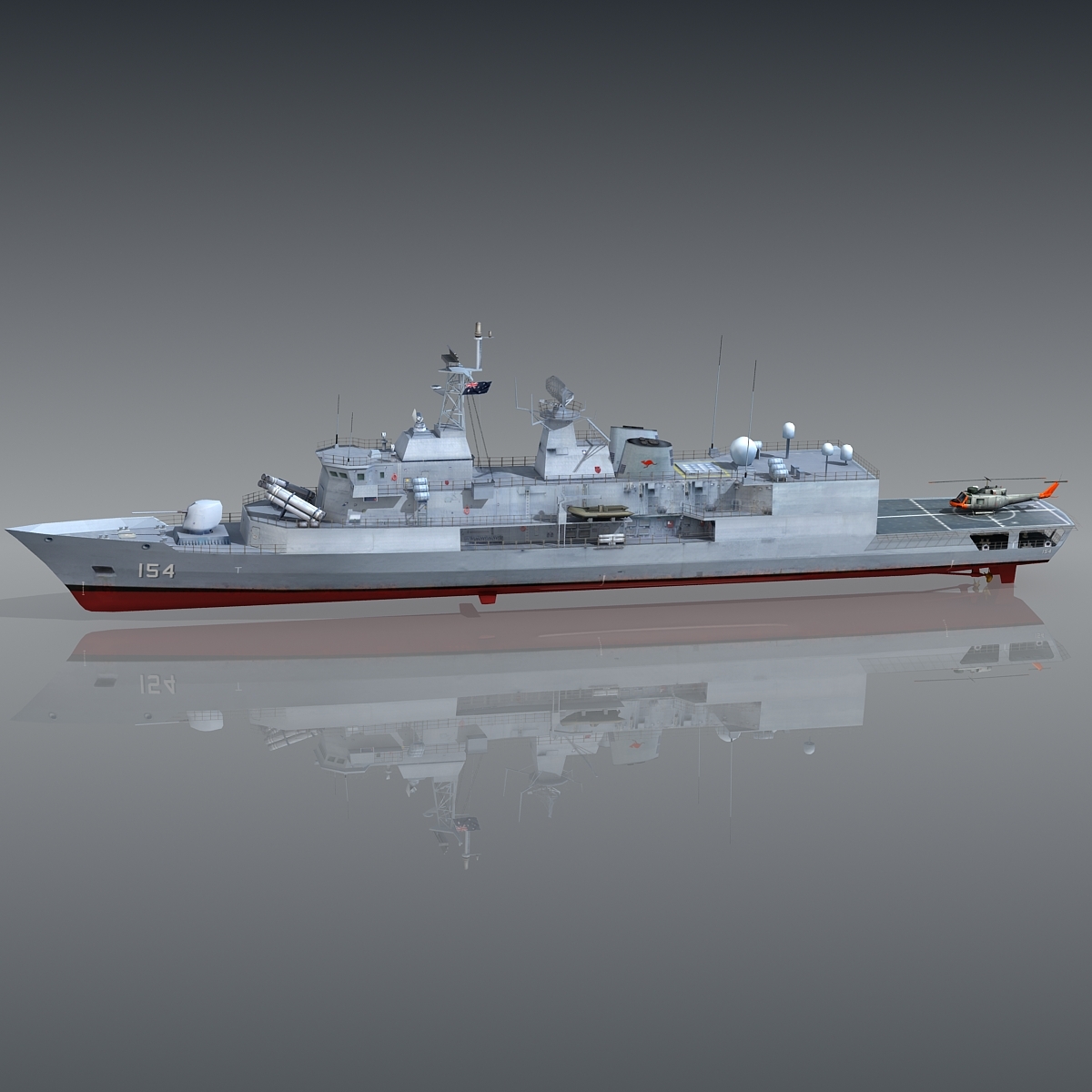 modelo 3d HMAS Parramatta FFH 154 Anzac Class Frigate - TurboSquid 1021351