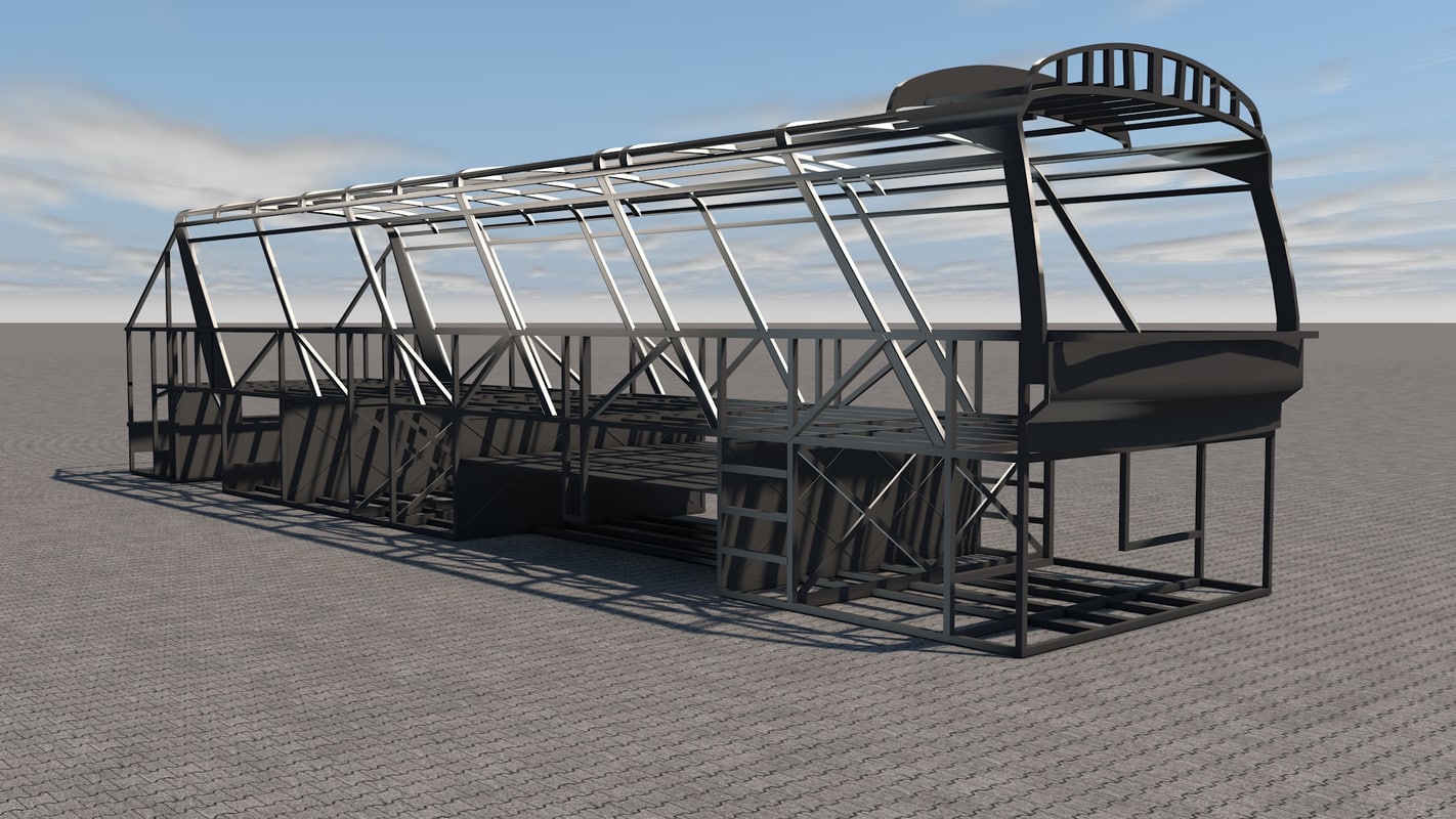 mercedes bus skeleton 3d max