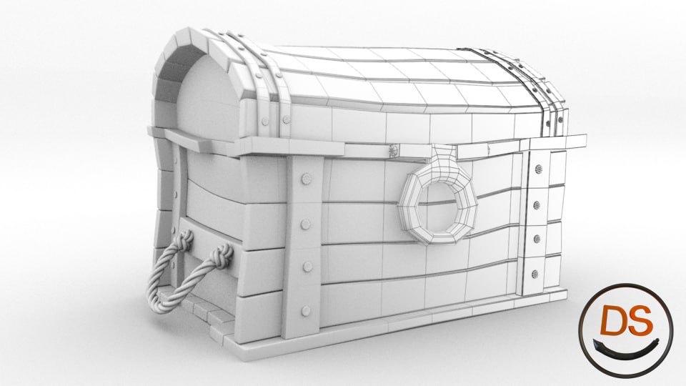 3d model cartoon chest