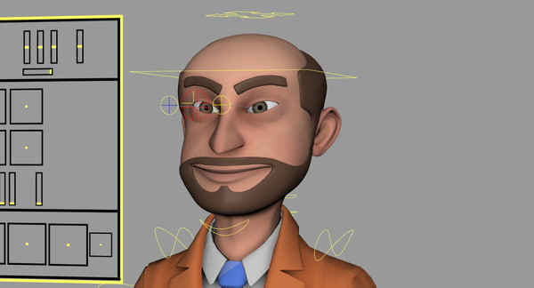 3d rigged cartoon office worker model